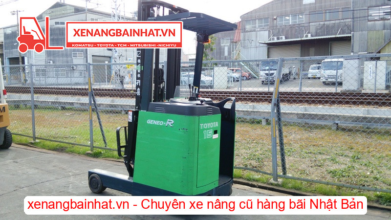 Xe nâng điện đứng lái Toyota 7FBR15 1.5 Tấn, 4m ty giữa chui công - Xe nâng bãi Nhật - TPHCM